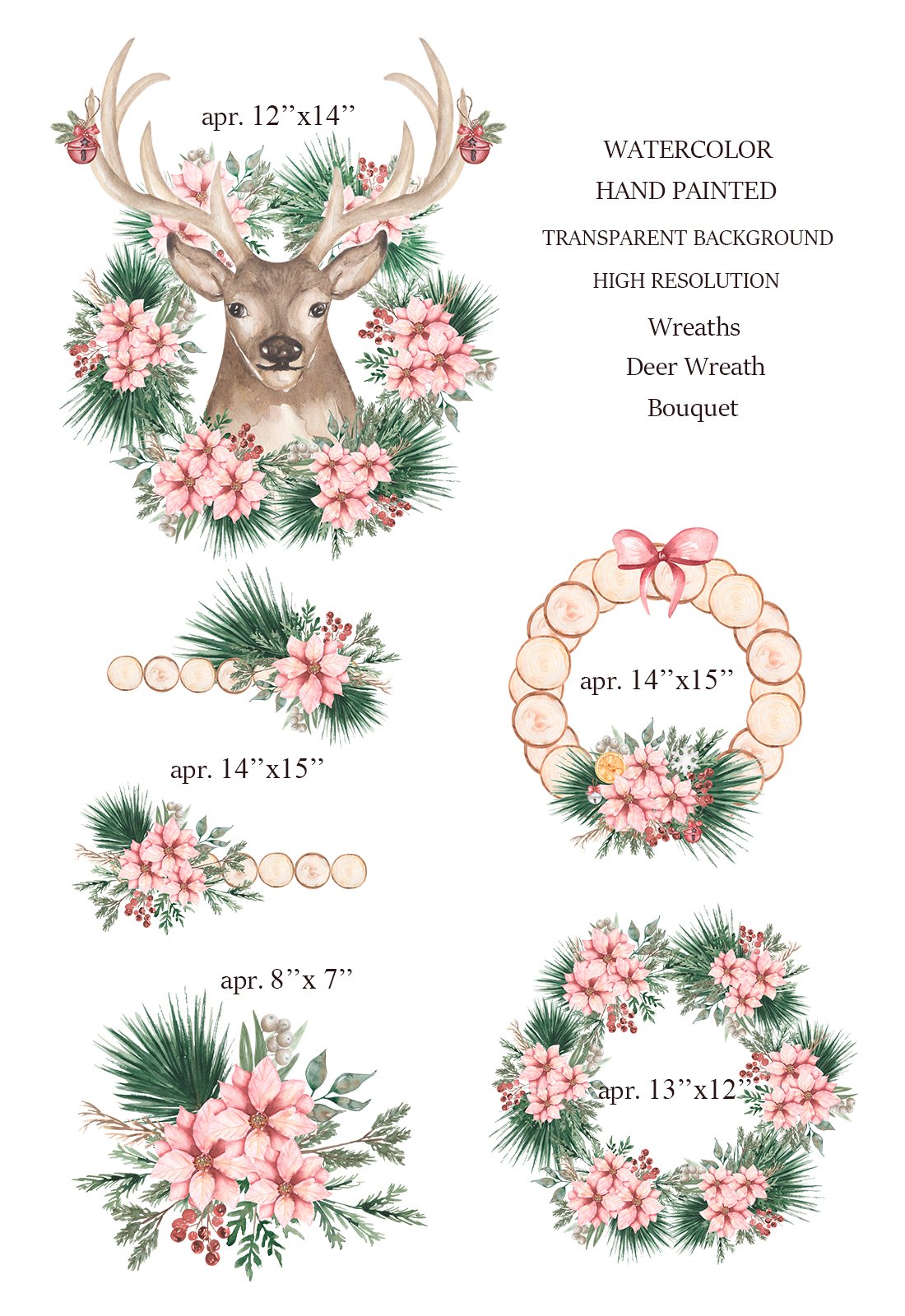 Watercolor Christmas Holidays Set