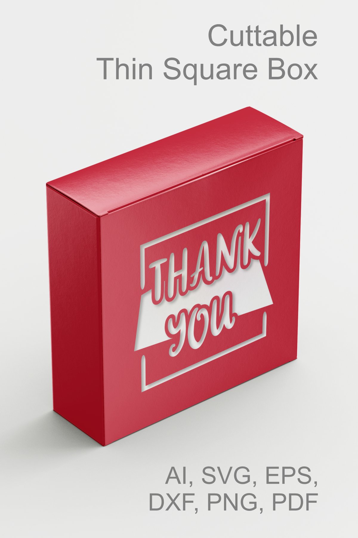 Curly Thank You Thin Square Gift Box SVG Paper Cut Template