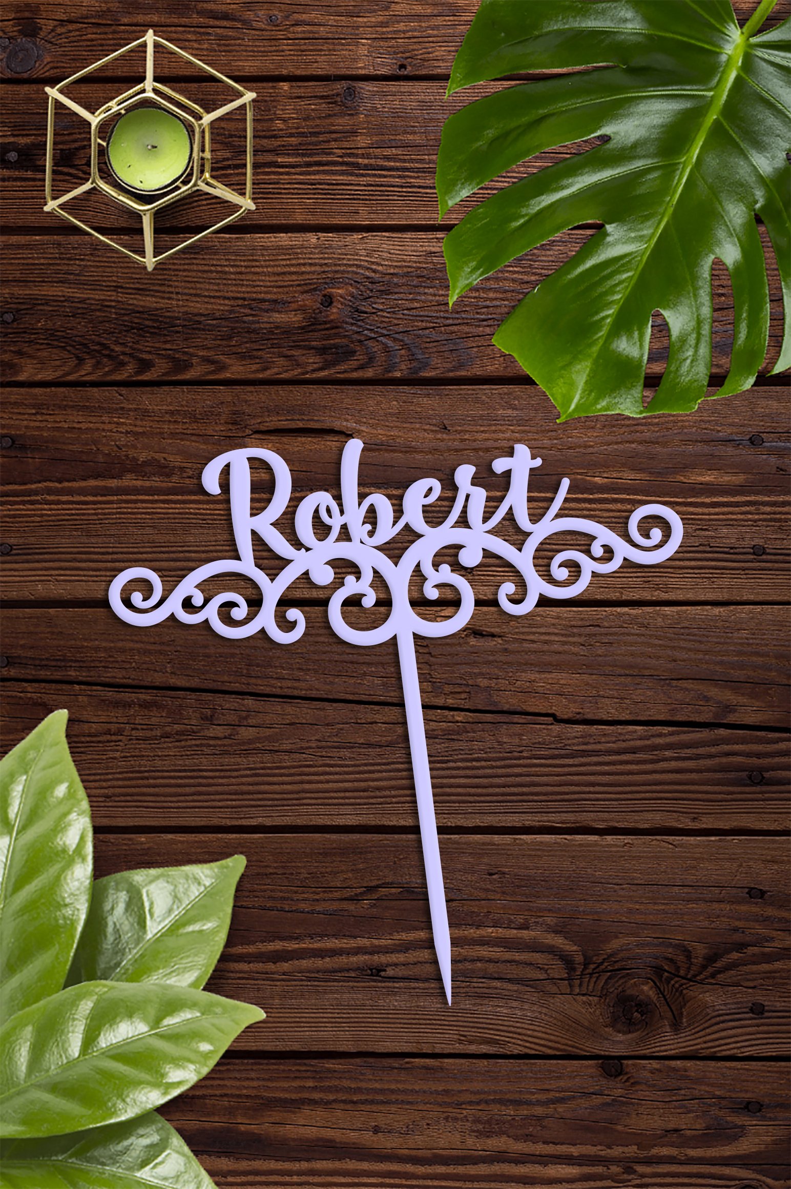 Robert. Name topper for a birthday cake. Laser cutting.