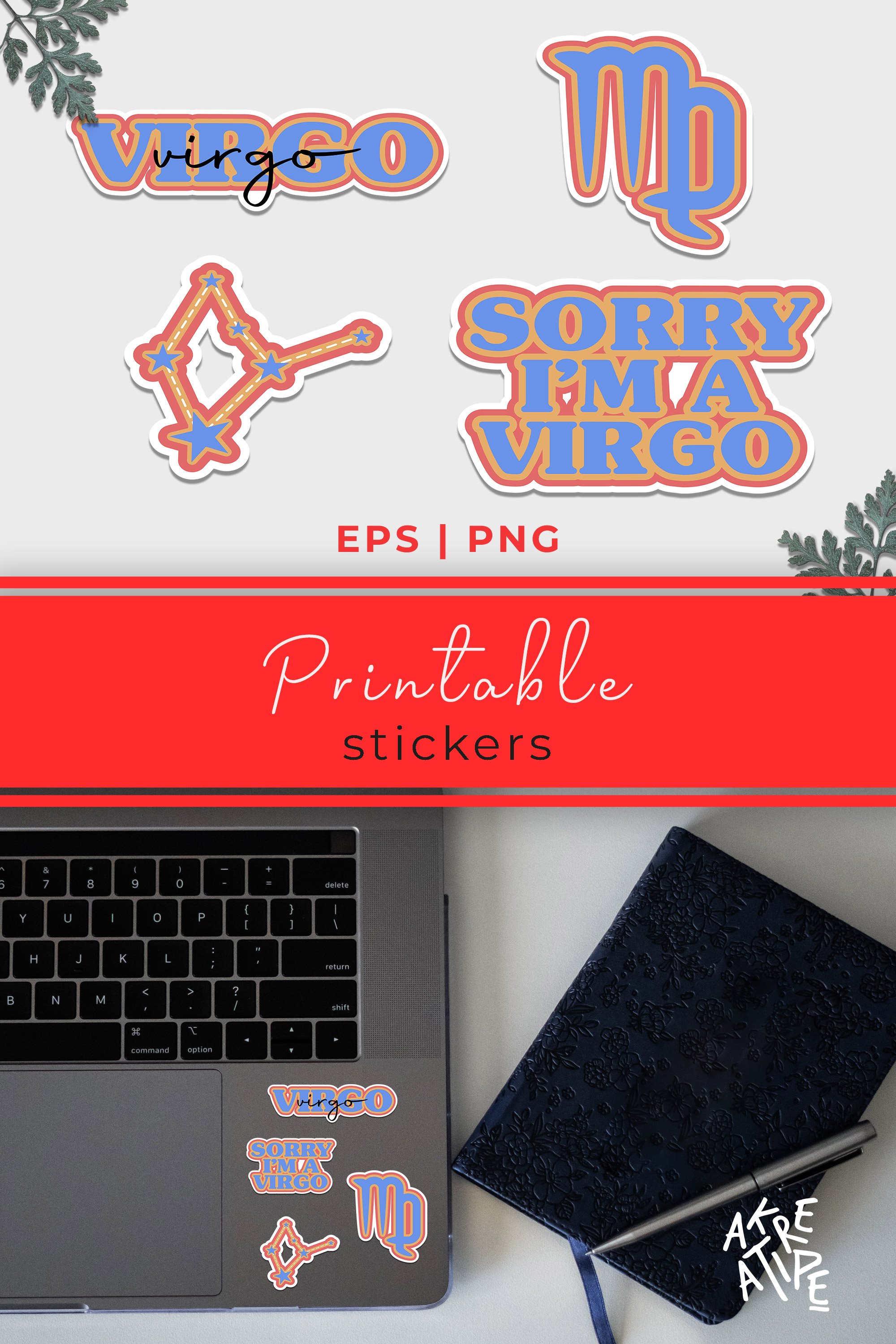 Virgo Zodiac Stickers PNGs | Printable Stickers Bundle PNGs