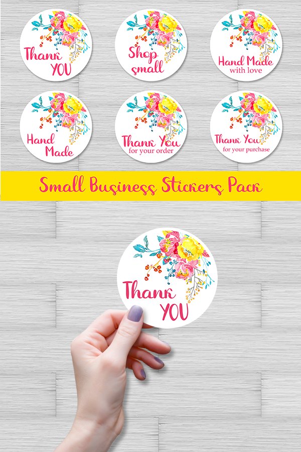 6 Small Business Stickers Pack. Png and jpg files