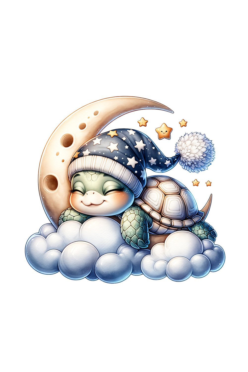 Turtle Sleeping on the moon Clipart, Animals (3512137)