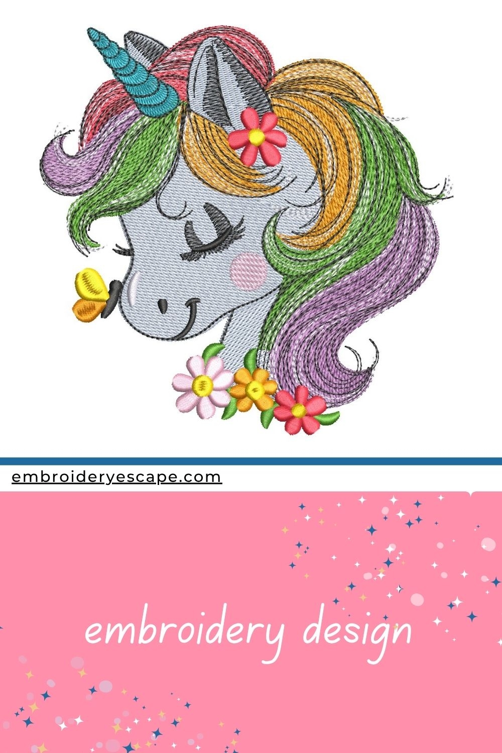 Unicorn Head Embroidery Design (6288975)