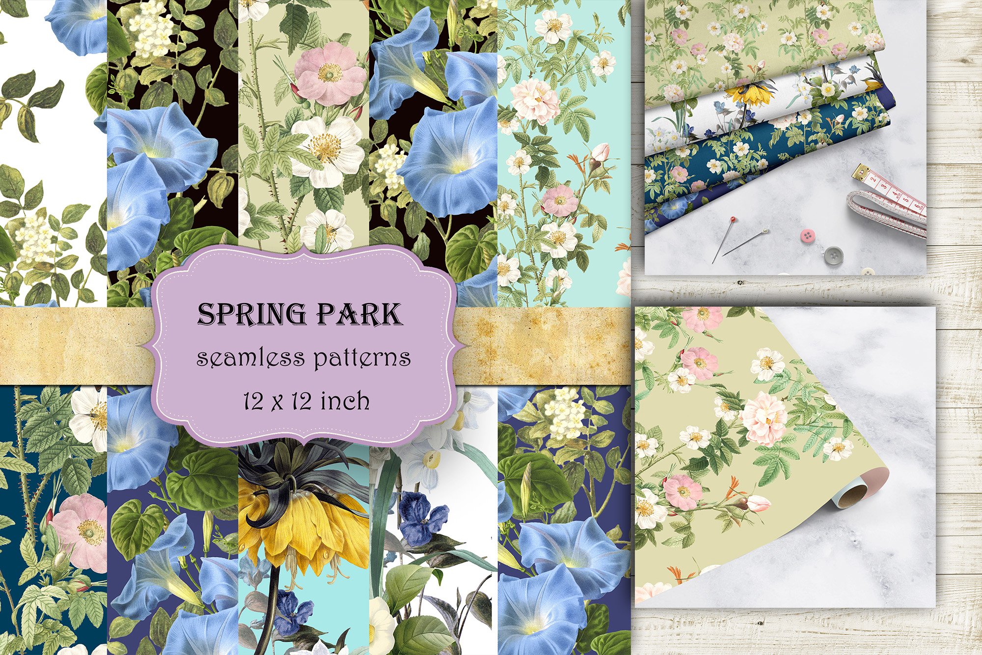 Spring Digital Paper, Seamless Pattern, March Digital