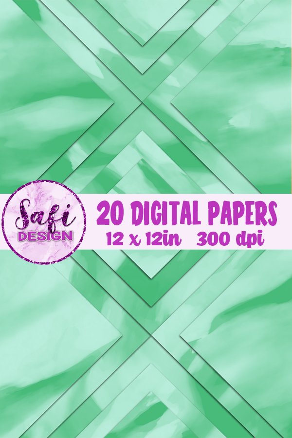 Digital Paper - Sea Green Watercolour Backgrounds