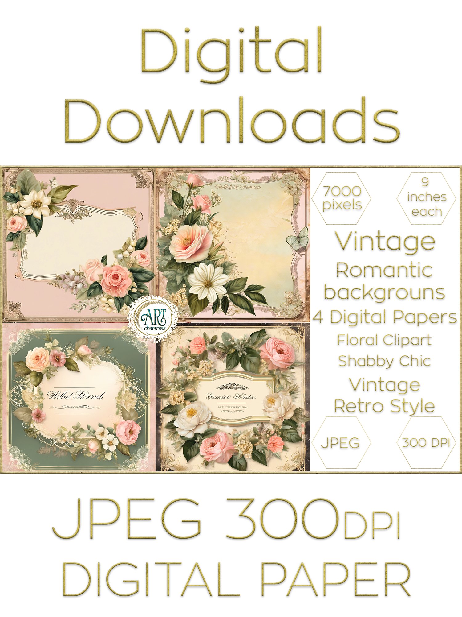 Spring Watercolor Flowers Romantic Floral Digital (3638098)