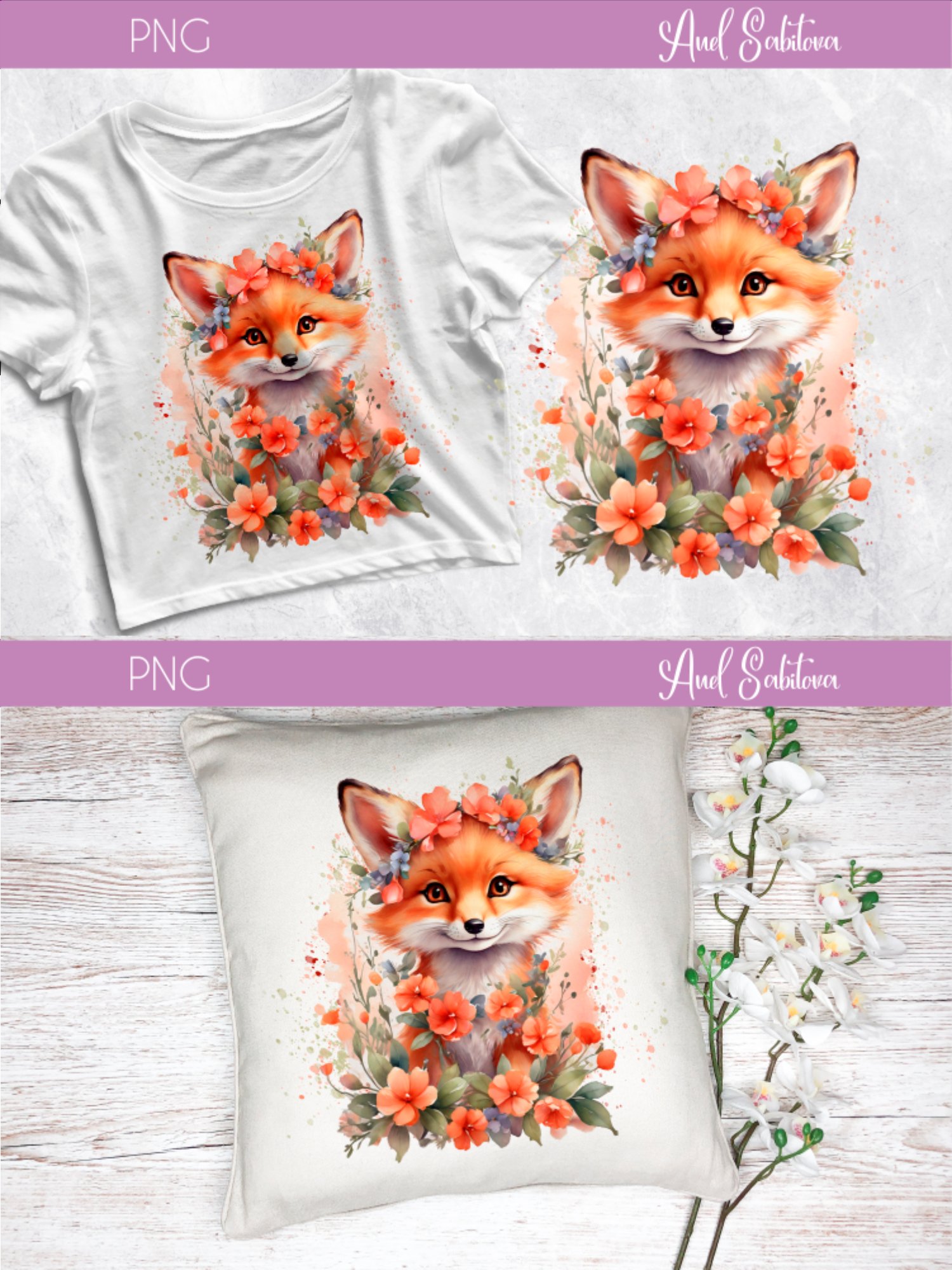 Watercolor Fox, Sublimation design (3244399)