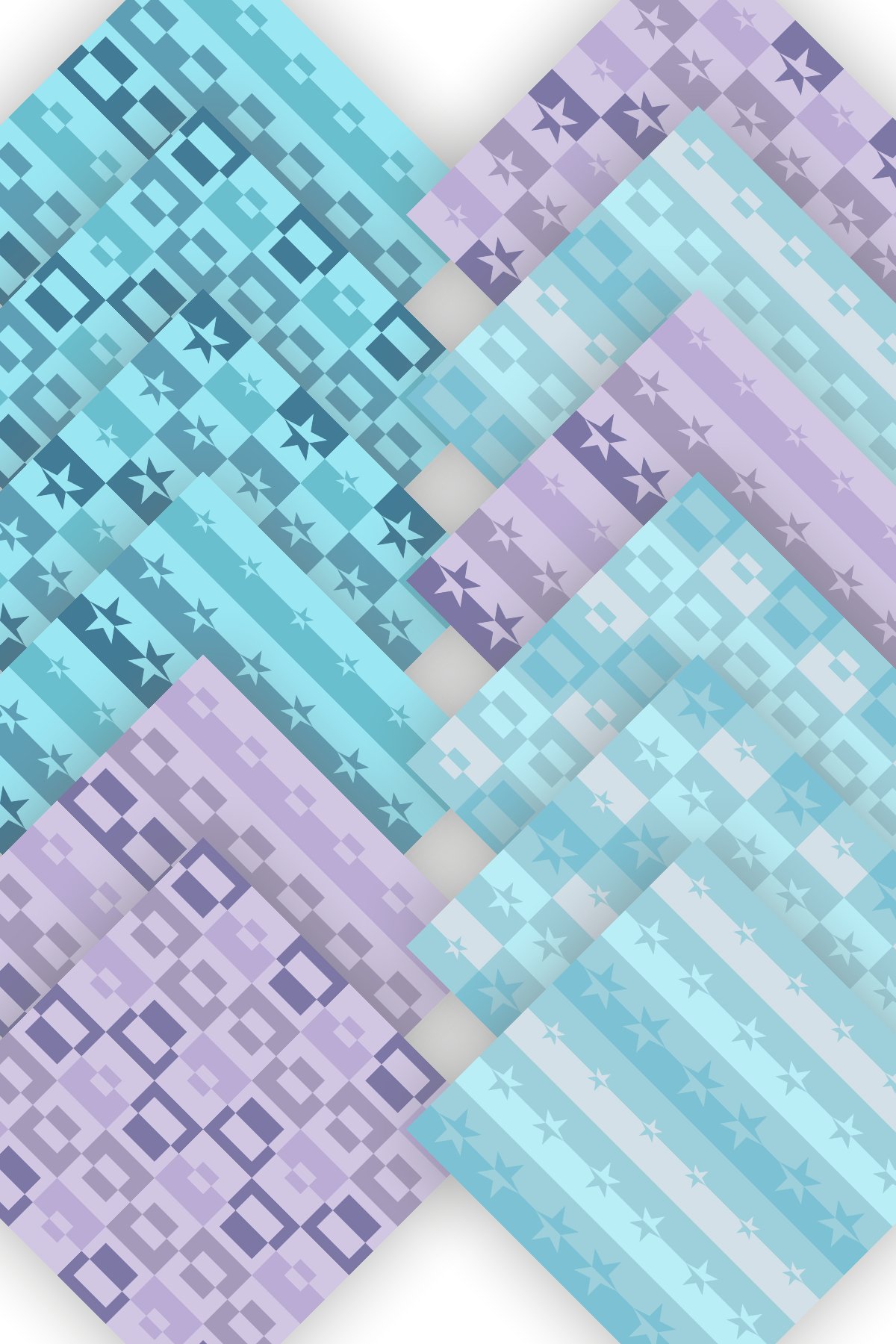 Sky Blue Stars n Squares Seamless Sublimation Paper Set