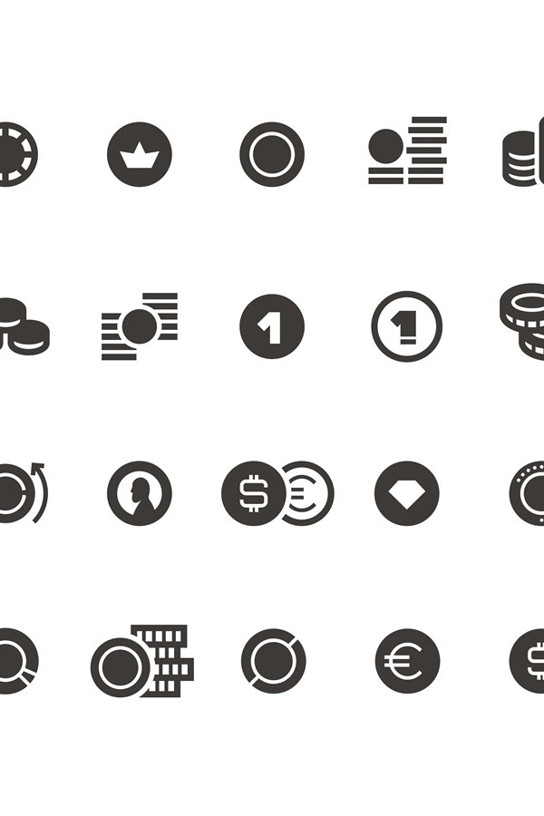 Coin signs. Stacked coins, dollar, money, fund, donate and c