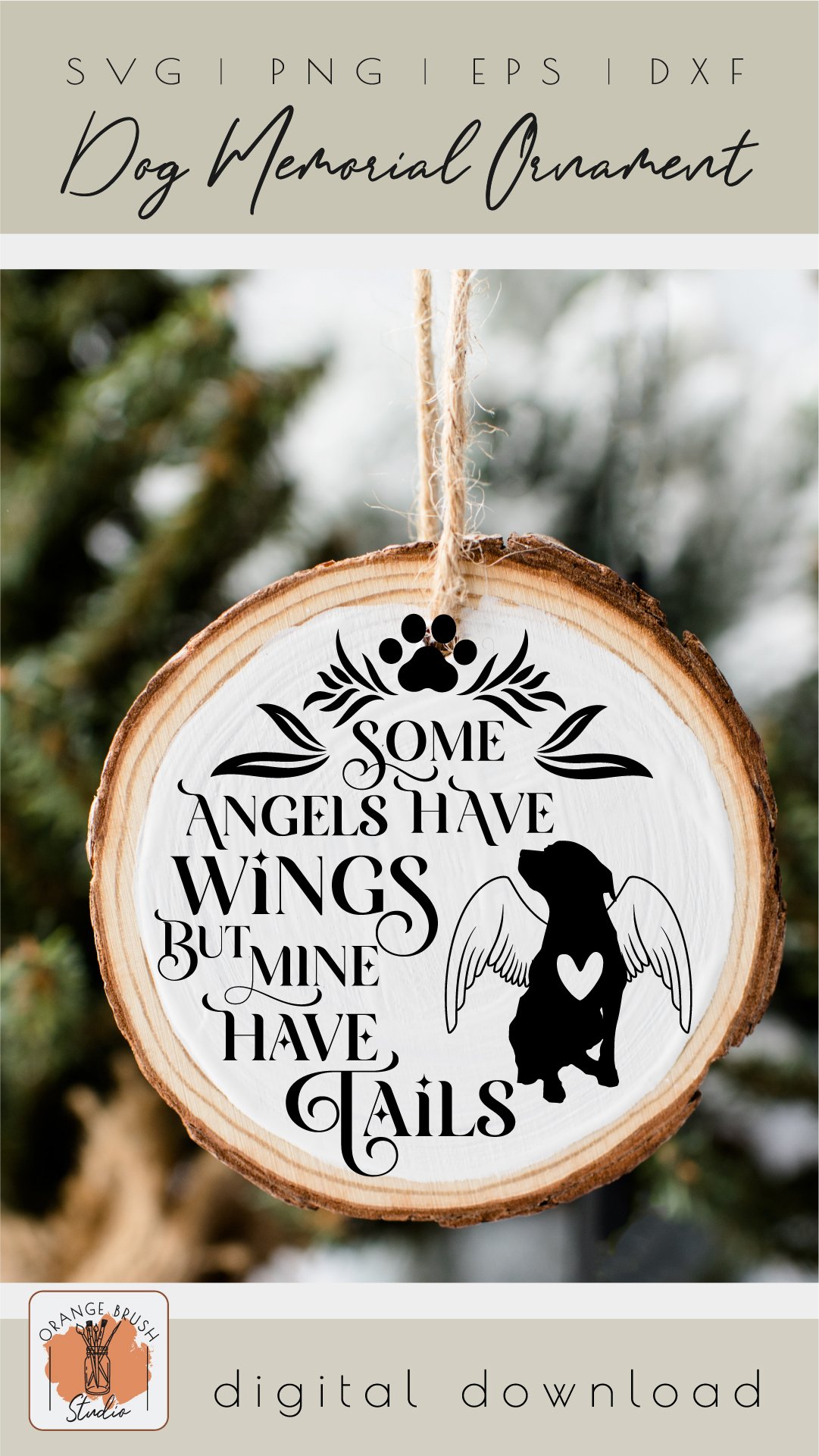 Angel Dog Memorial Christmas Ornament SVG Cut File