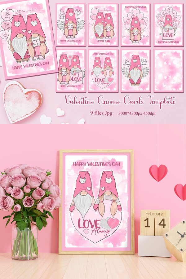 Valentine's day Gnomes Cards/Love cards/Gnome cards Bundle