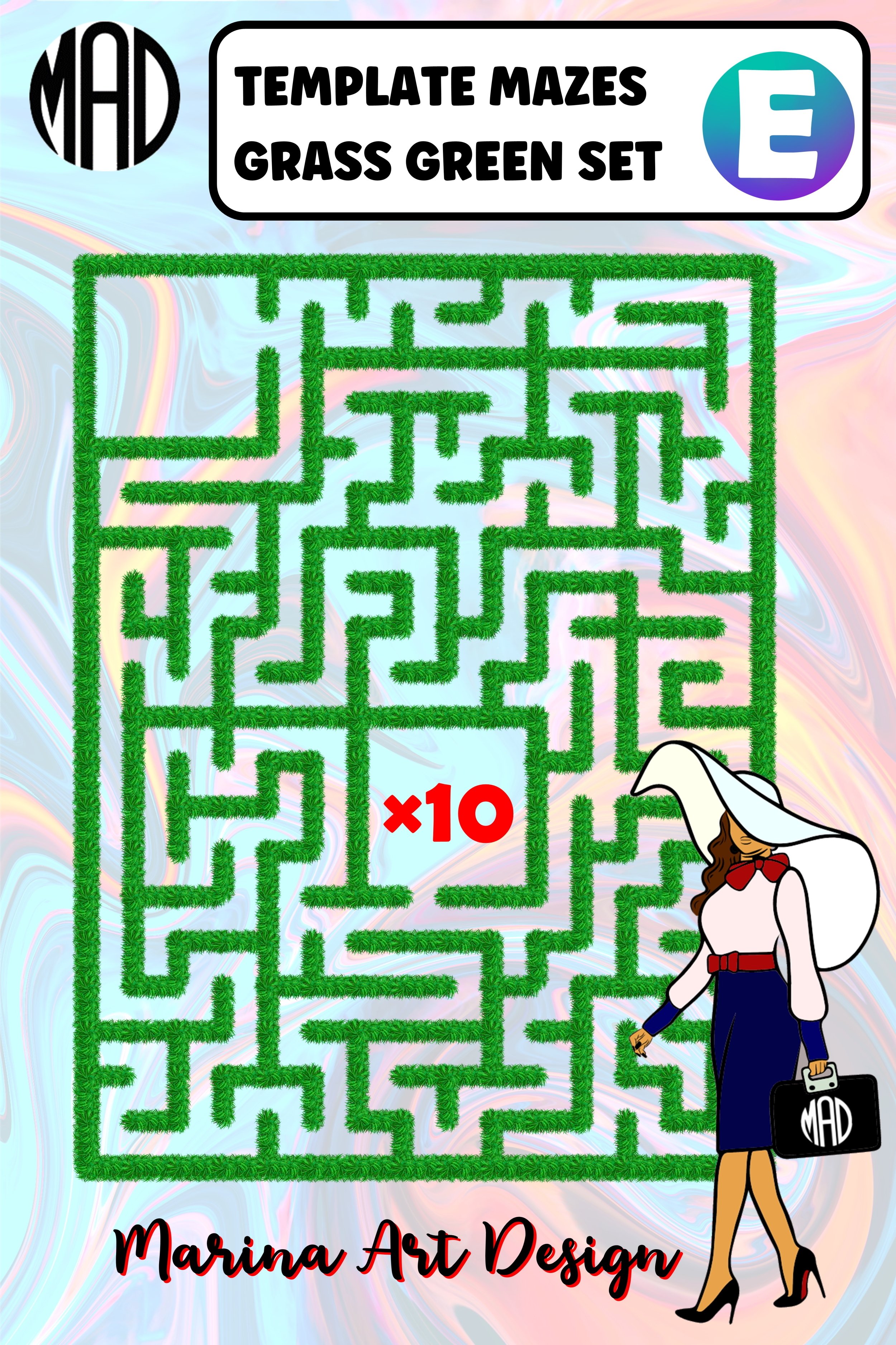 Mix & Match green grass template maze template illustration