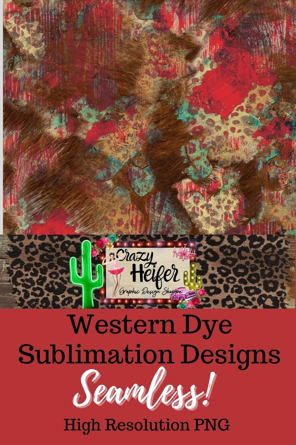 Seamless Western Pattern Red Turquoise Cowhide and Leopard