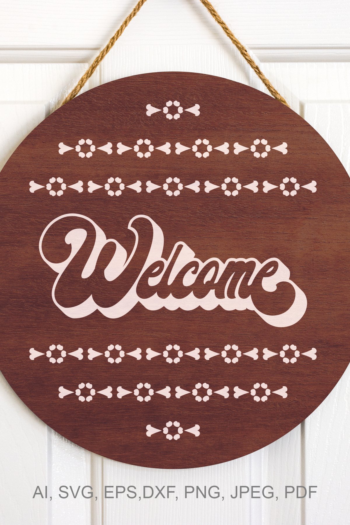 Round Welcome Design for Door Signs with Pattern SVG