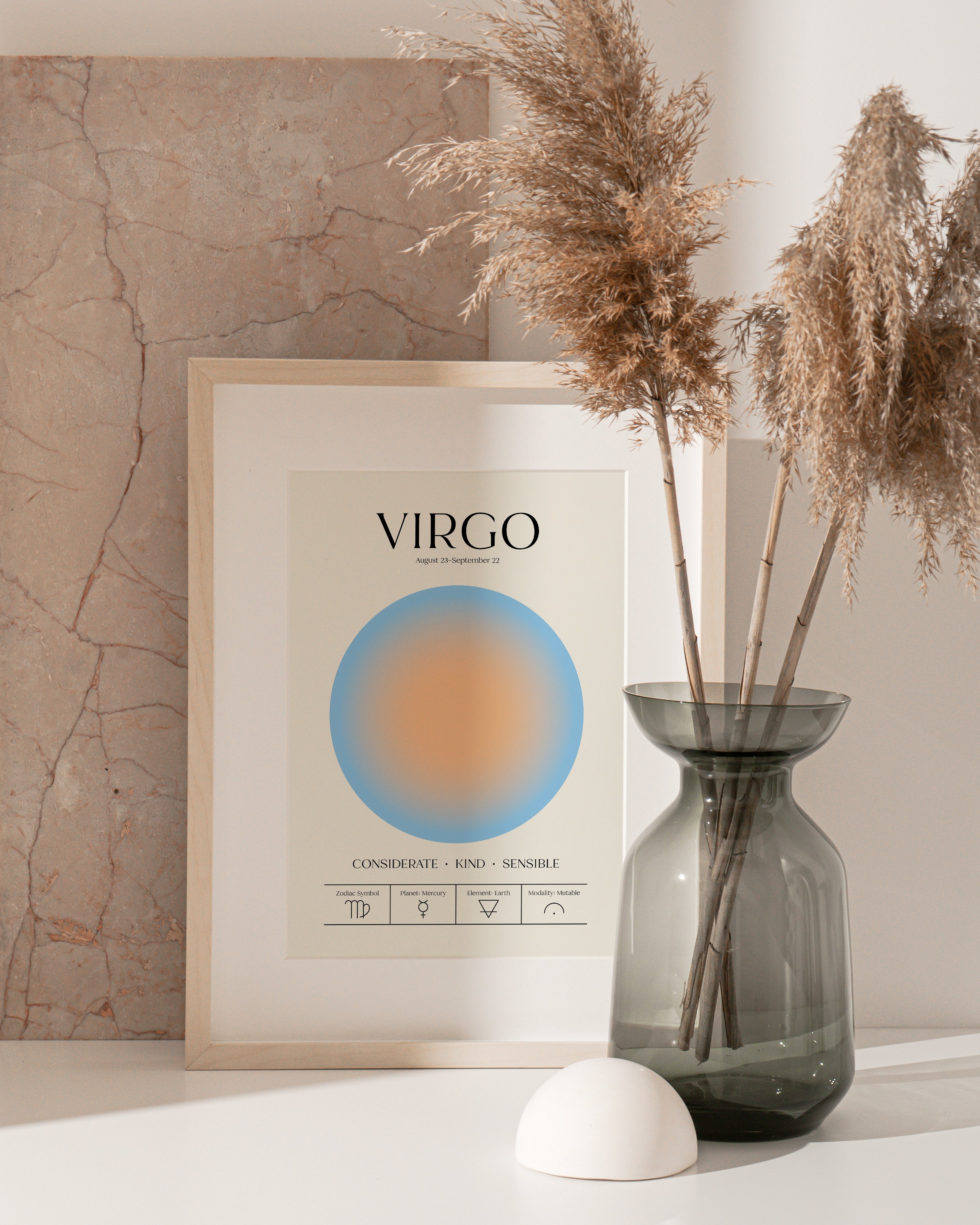 Virgo printable poster, Zodiac wall art, Astrology print