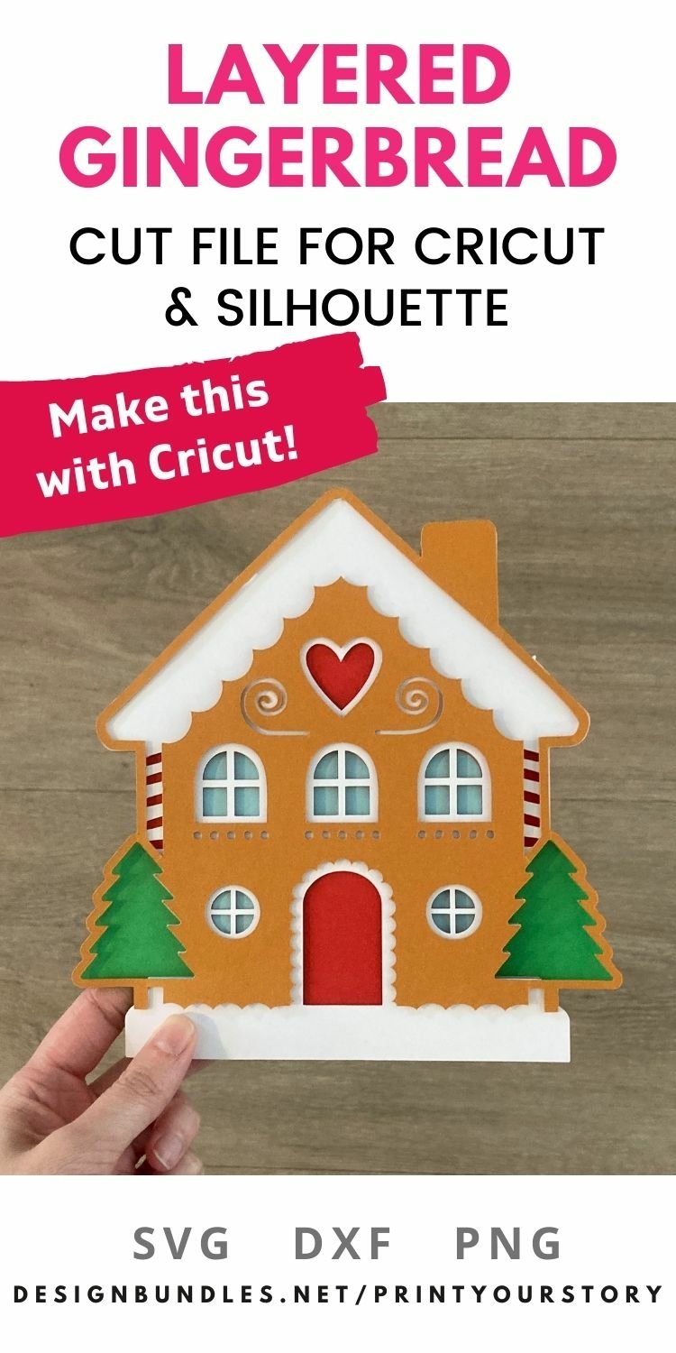 3D Gingerbread House SVG for Christmas, Layered SVG file
