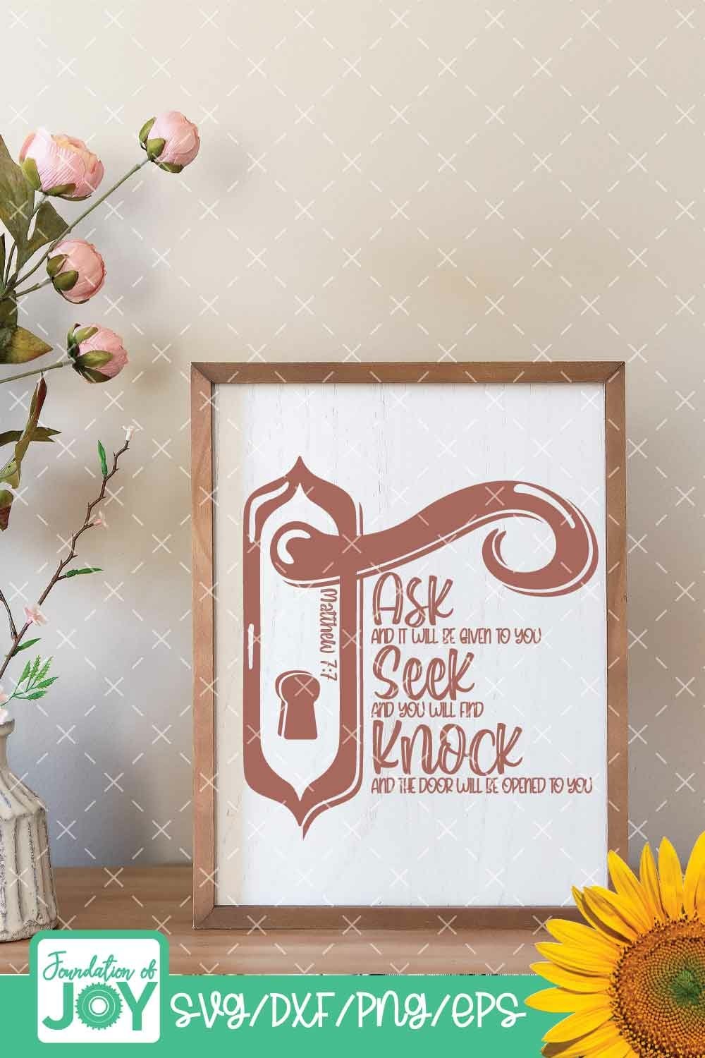 Ask, Seek, Knock svg, Bible verses svg, Christian, Door knob