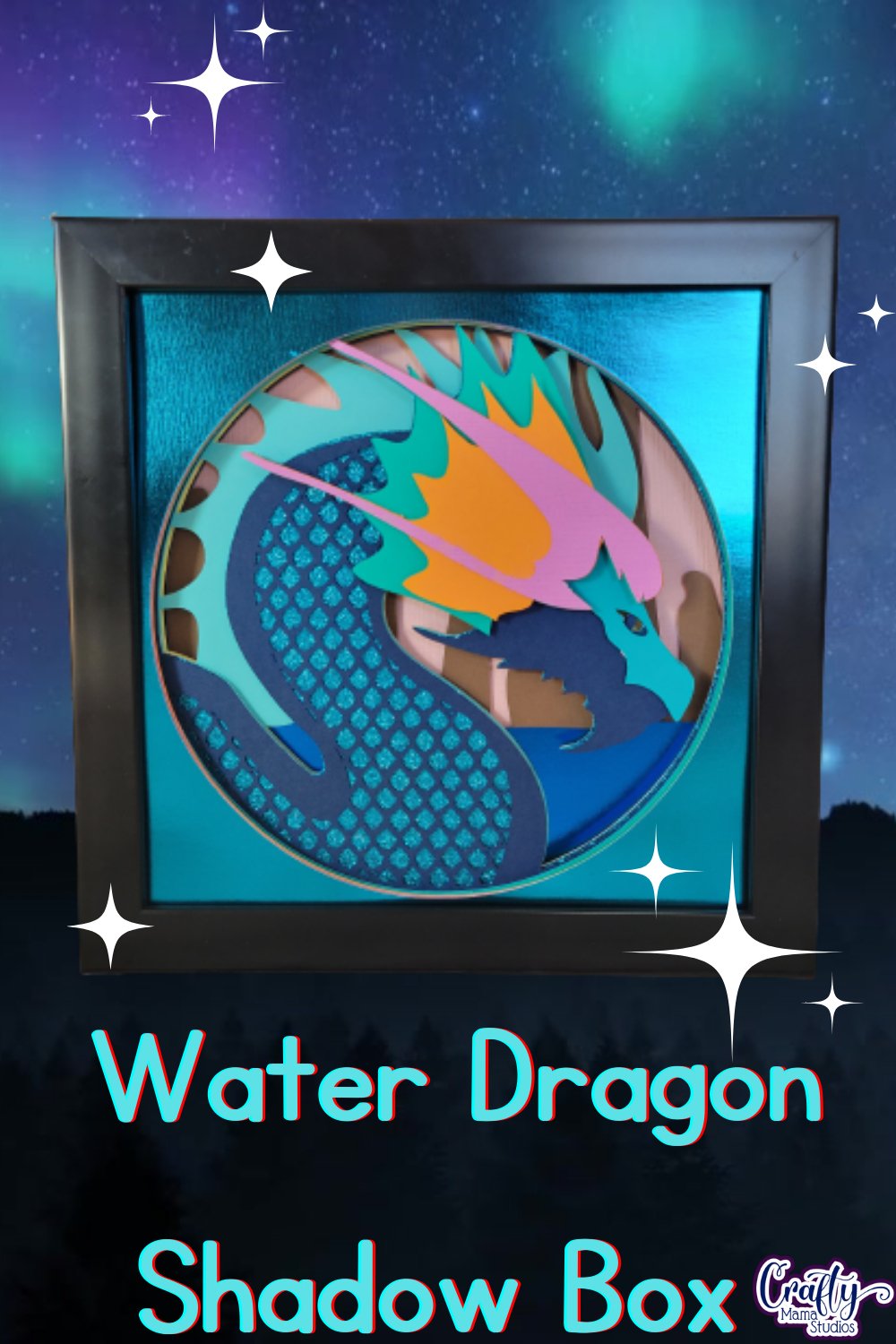 Water Dragon Svg Shadow Box, 3D Layered Fantasy Cut File