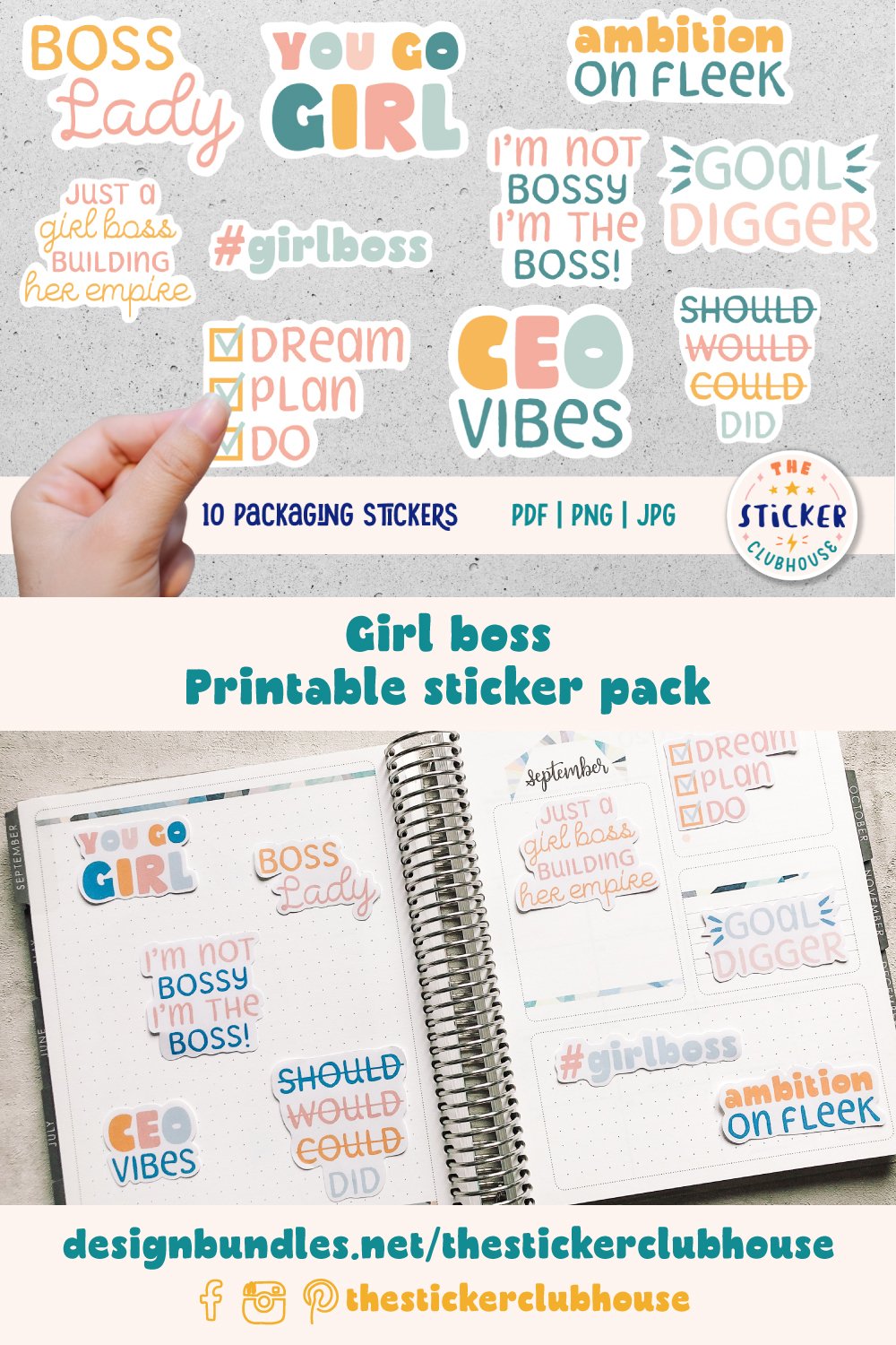 10 Printable girl boss stickers
