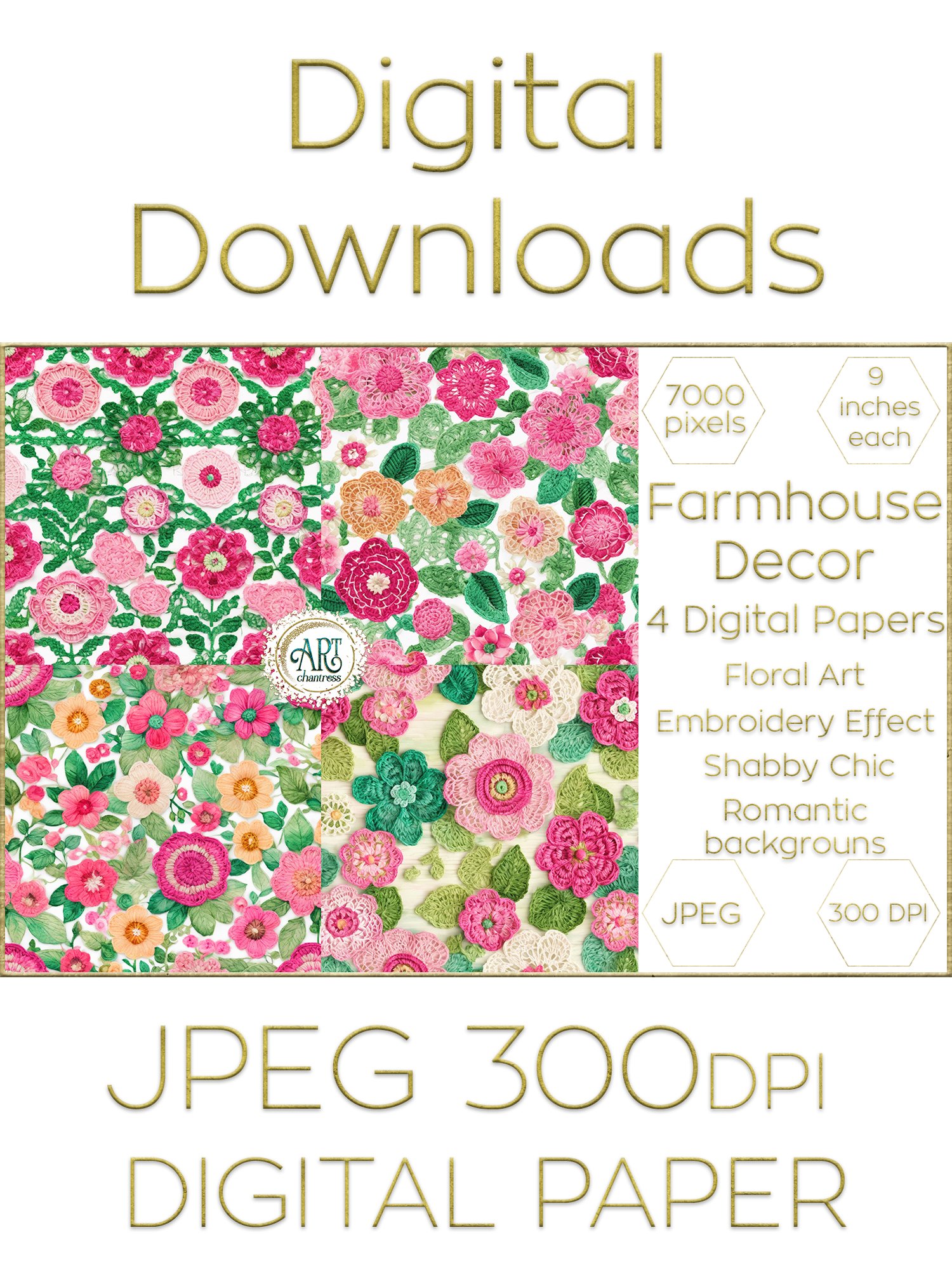 Farmhouse Vintage Embroidery Graphics Digital (3631064)