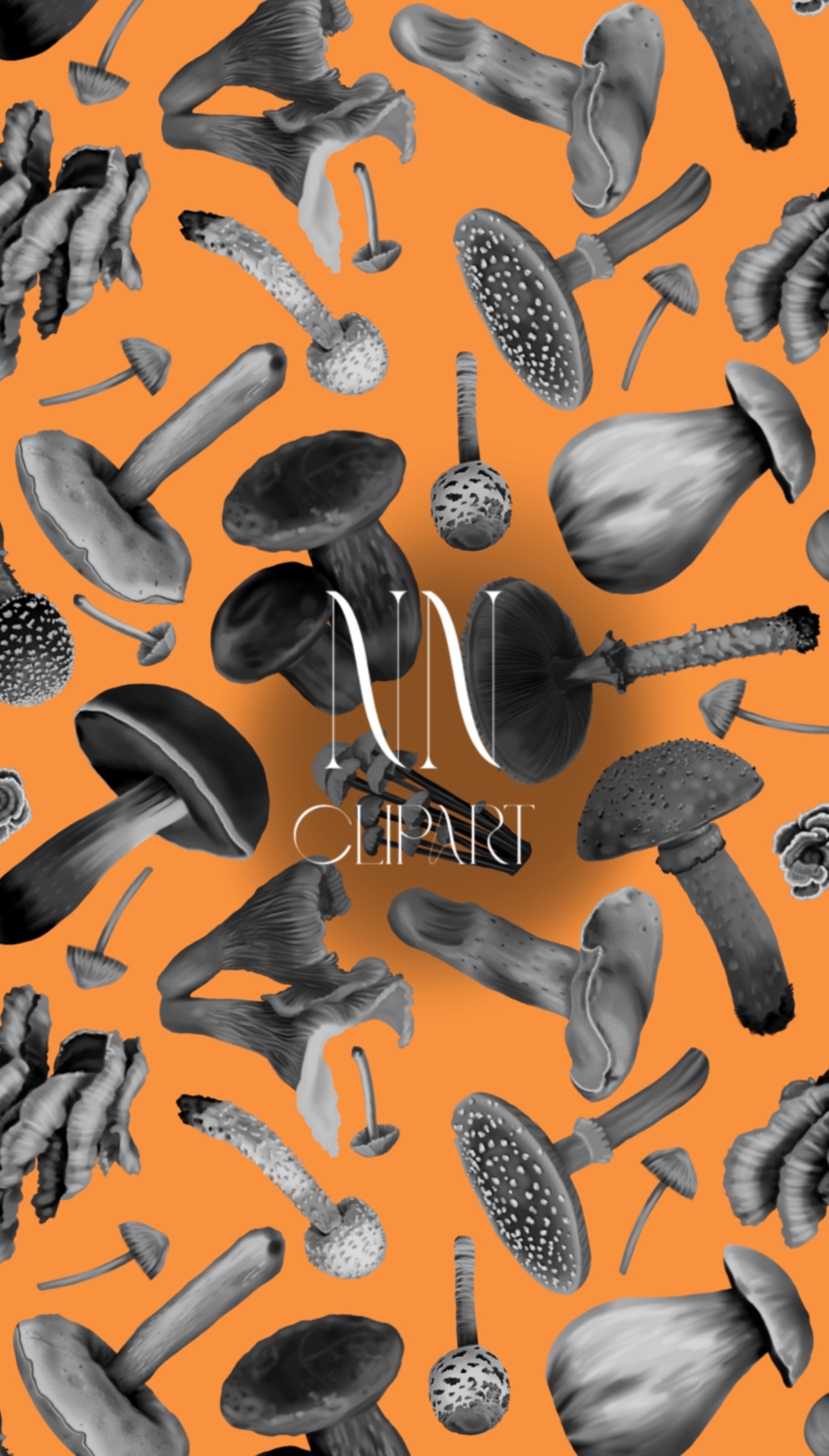 Fall Digital paper, Watercolor Mushrooms seamless pattern,