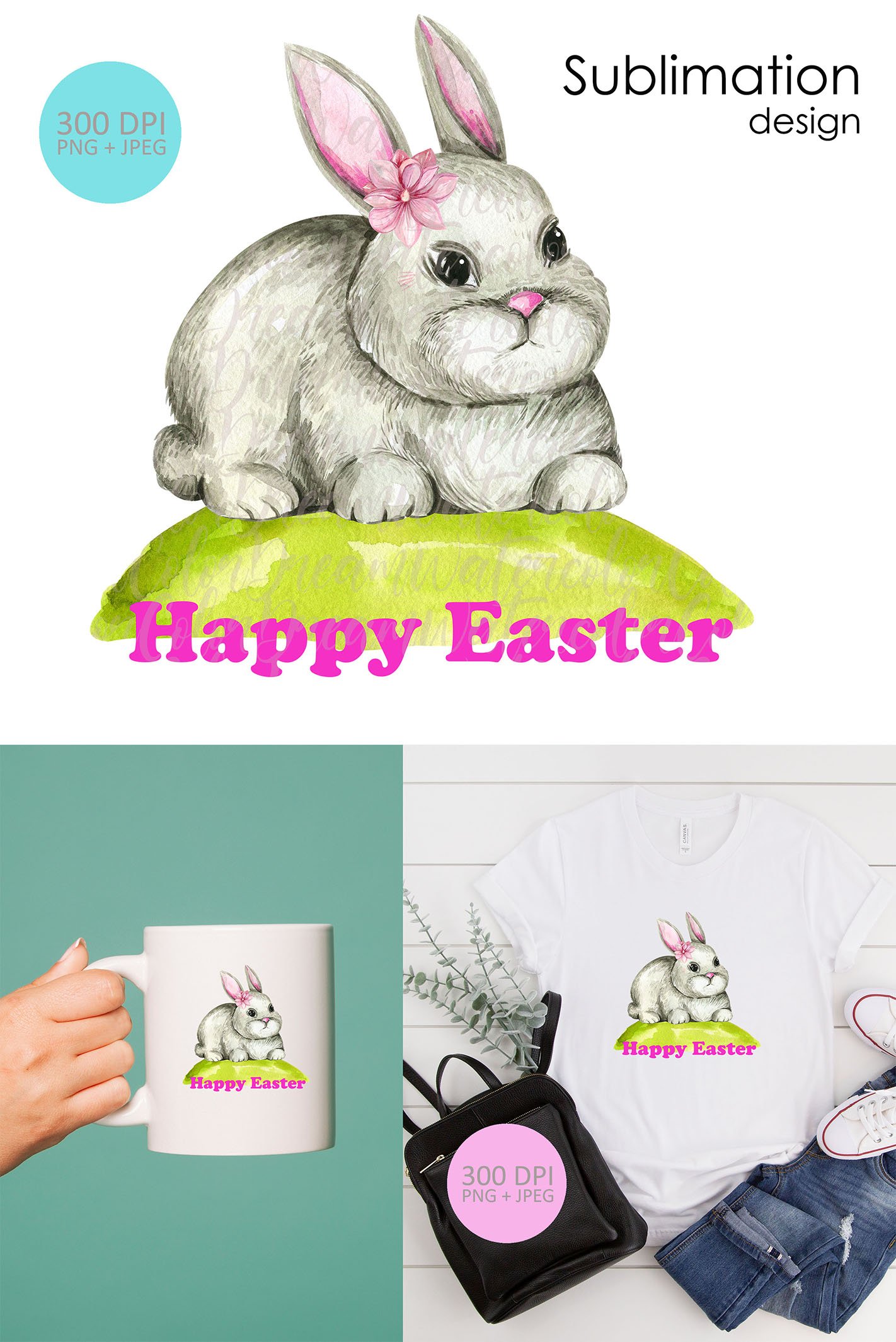 Happy Easter Bunny sublimation design PNG (1187519)