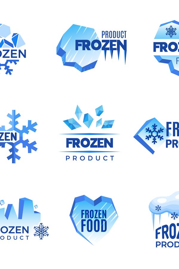 Ice logo. Frozen product abstract badges cold and ice vector