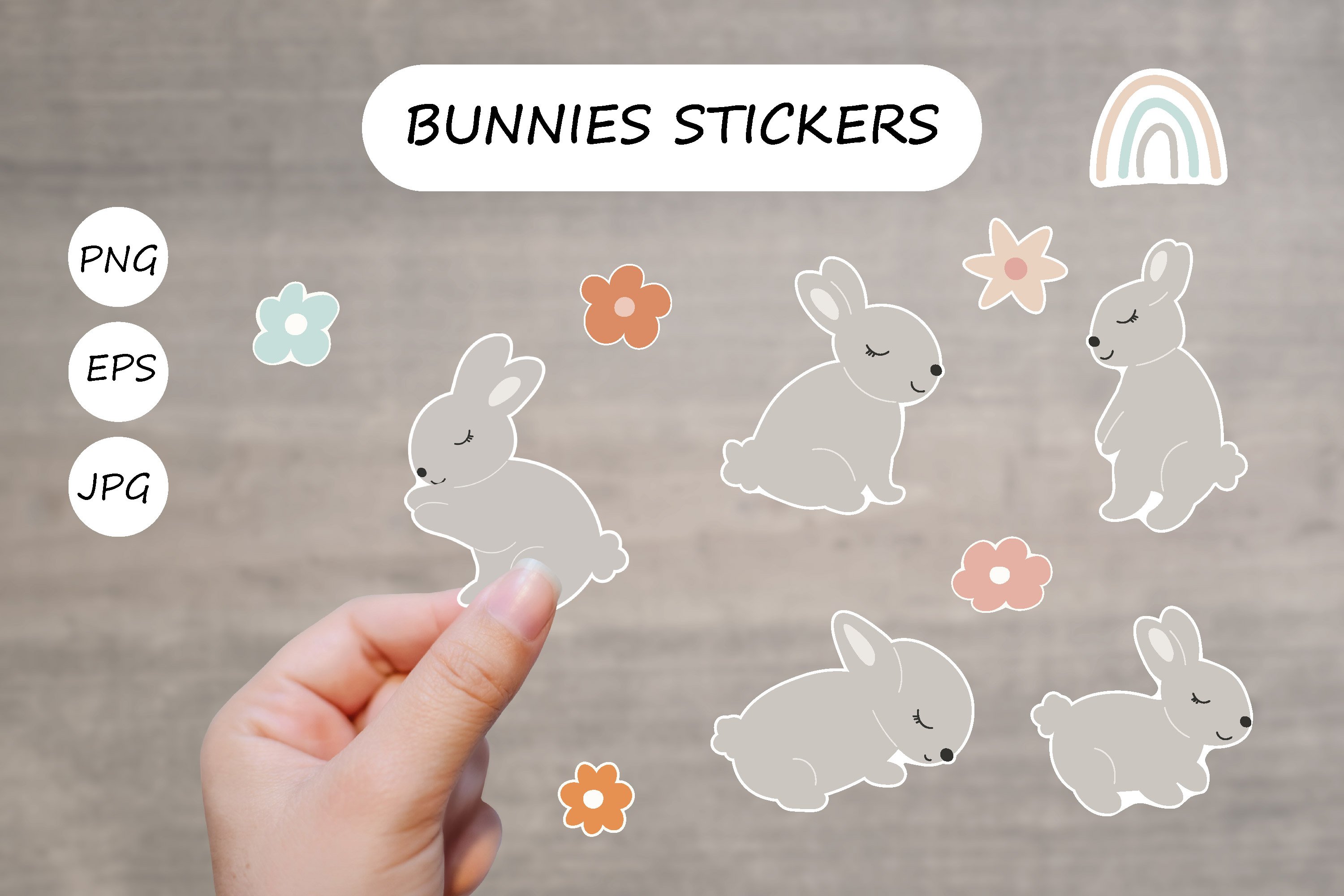 Cute Bunnies Printable Stickers Cricut Design (1327376)