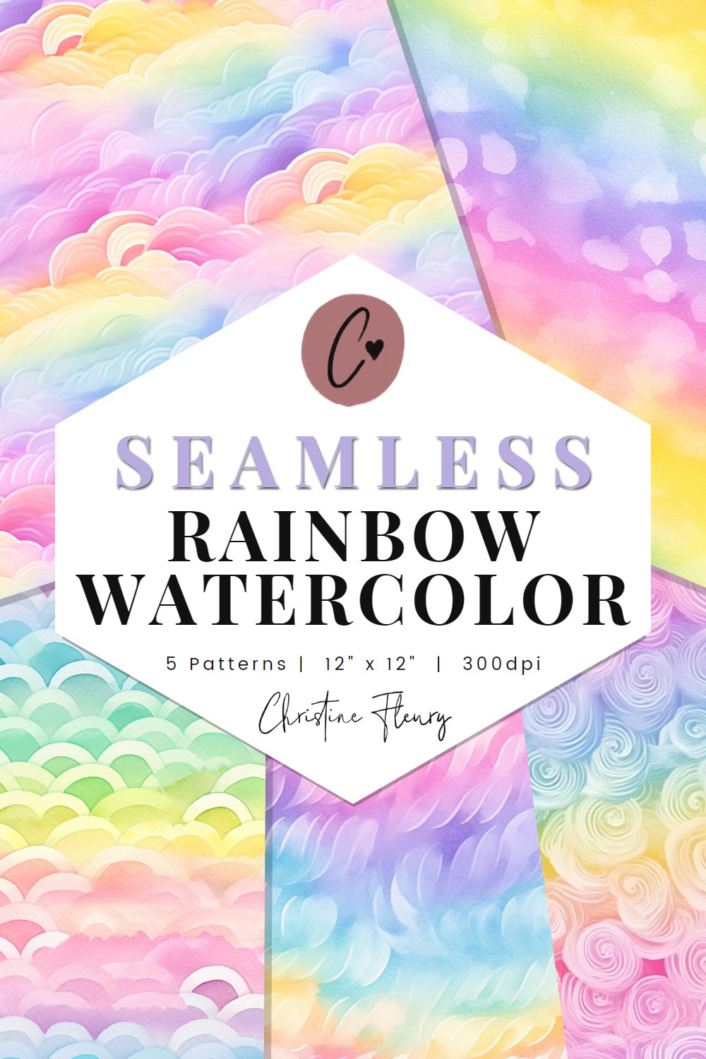 Rainbow Watercolor Digital Paper Mini Pack