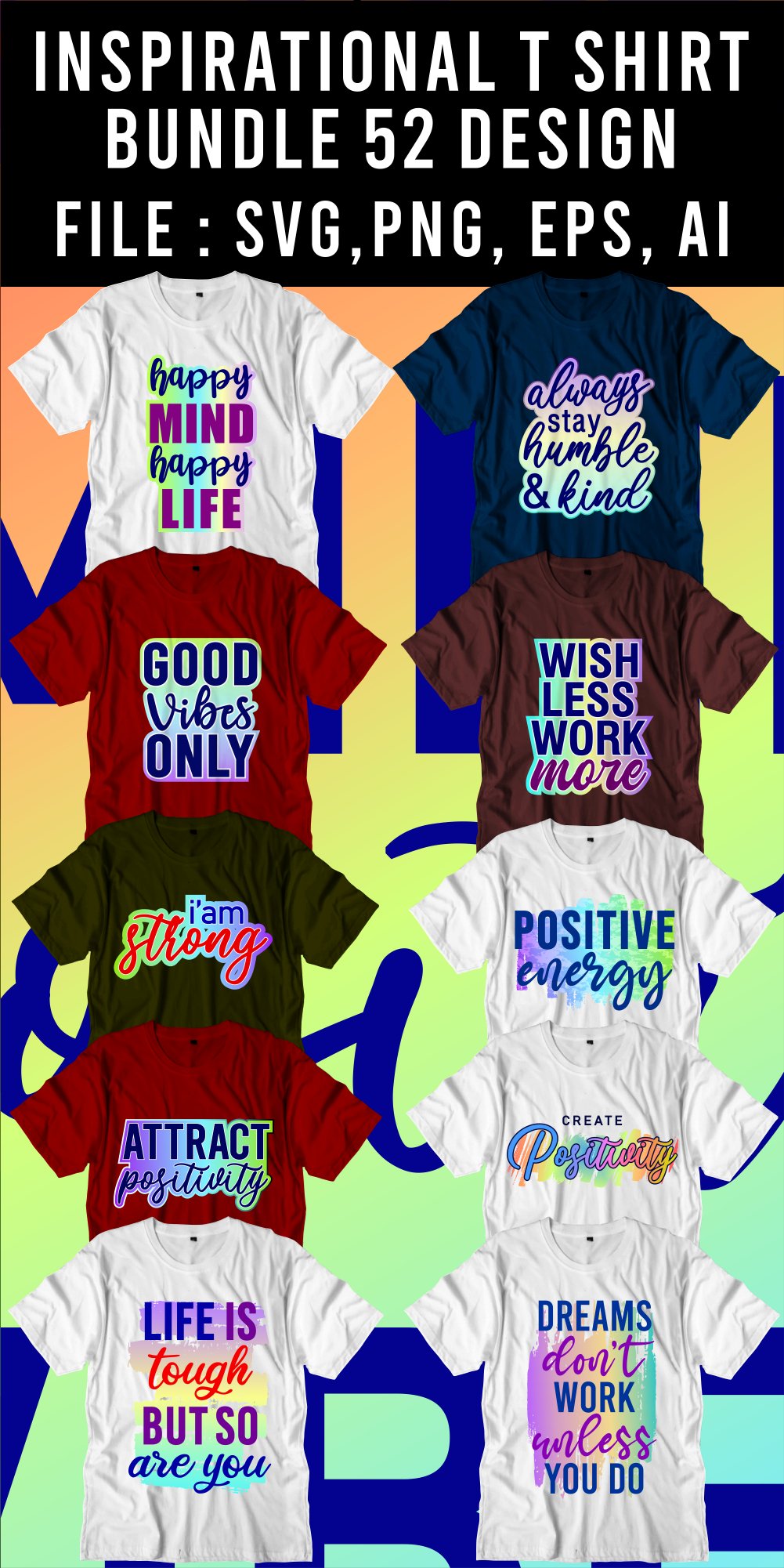 T Shirt Designs Bundle Svg, Png, Ai, Sublimation