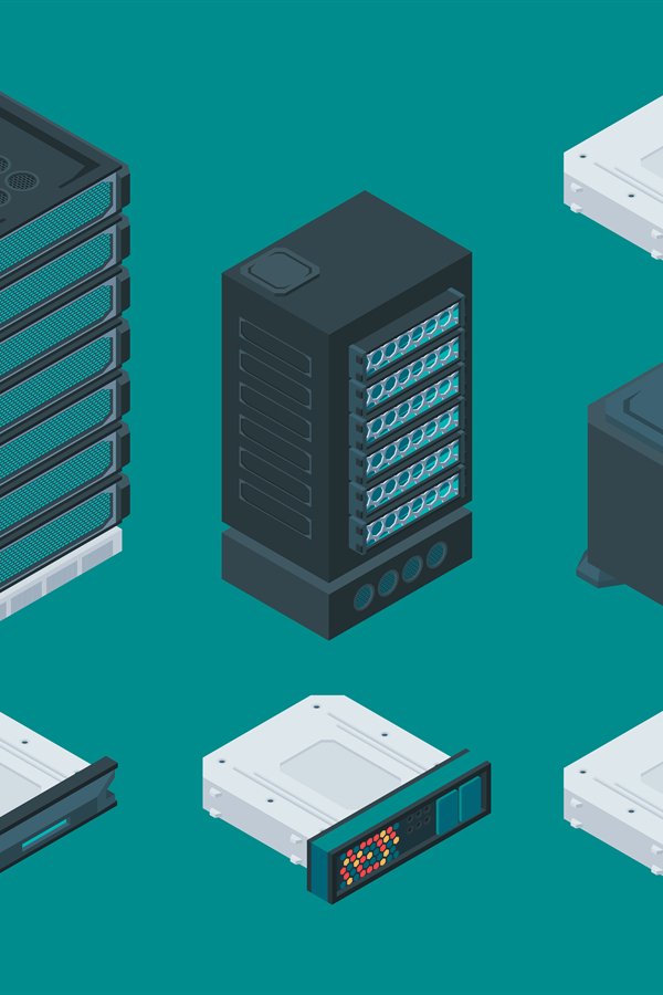 Computer data storage shelves. Server equipment it technolog