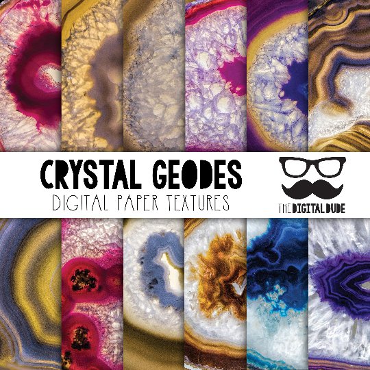 Crystal Geodes - Digital paper Set of 12 Images