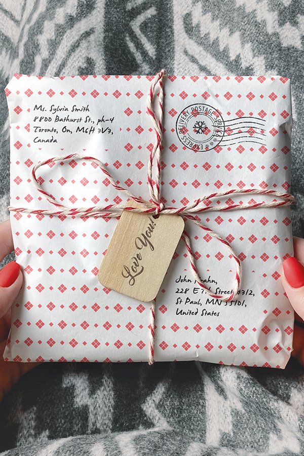 Parcel Wrapped In Paper With Wooden Tag Mockup