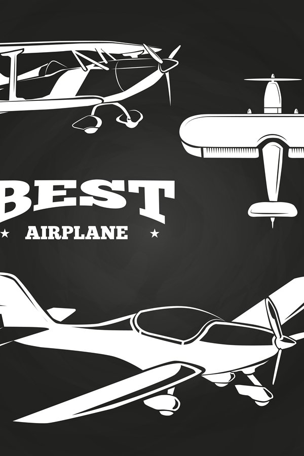 White airplanes collection on chalkboard design