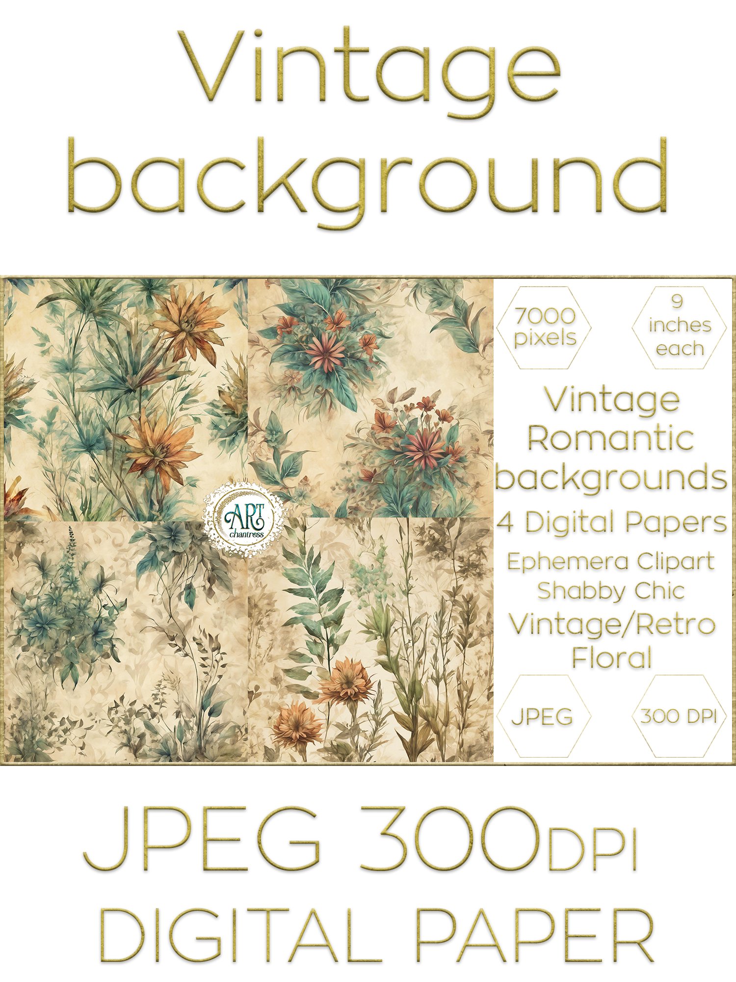 Vintage Classic digital papers Bohemian Floral (3104748)