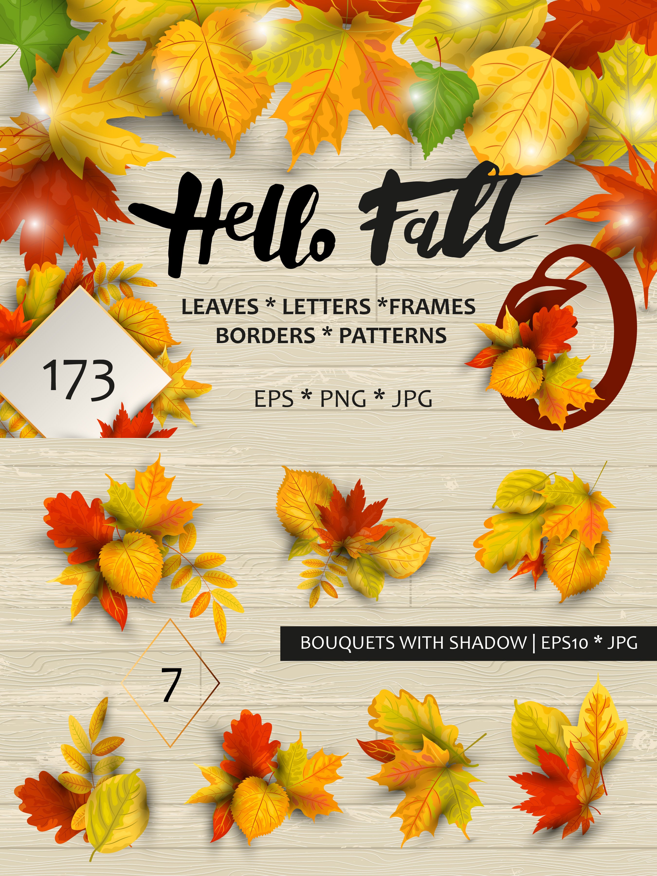 Autumn leaves collection - clipart, frames, borders & more