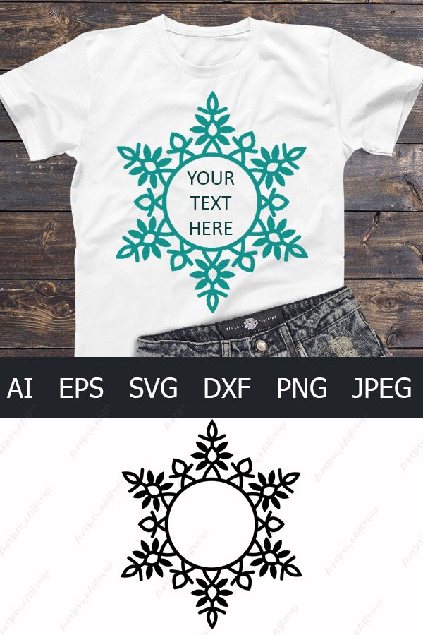 Snowflake monogram, Christmas round wreath svg, Papercut