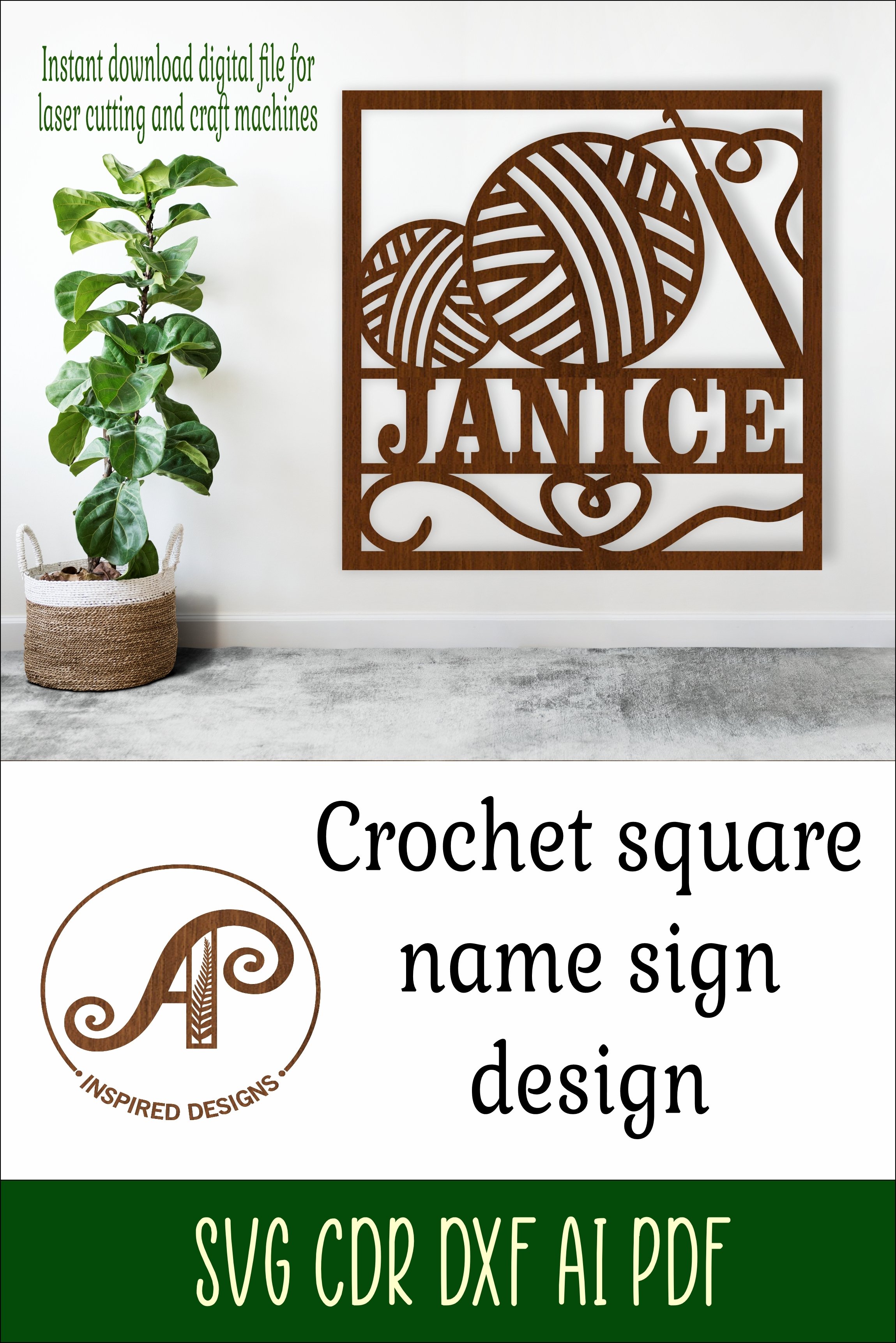 Crochet name wall art sign, SVG file (5223711)