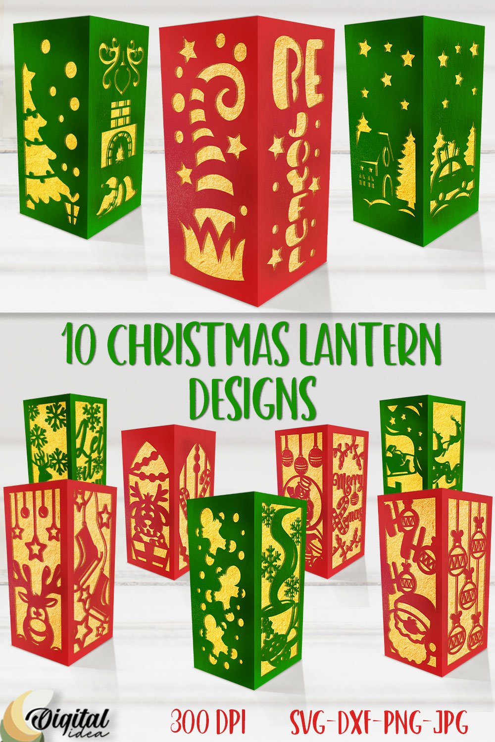 Christmas Lantern Paper Cut Bundle. Christmas Lamp Paper Cut