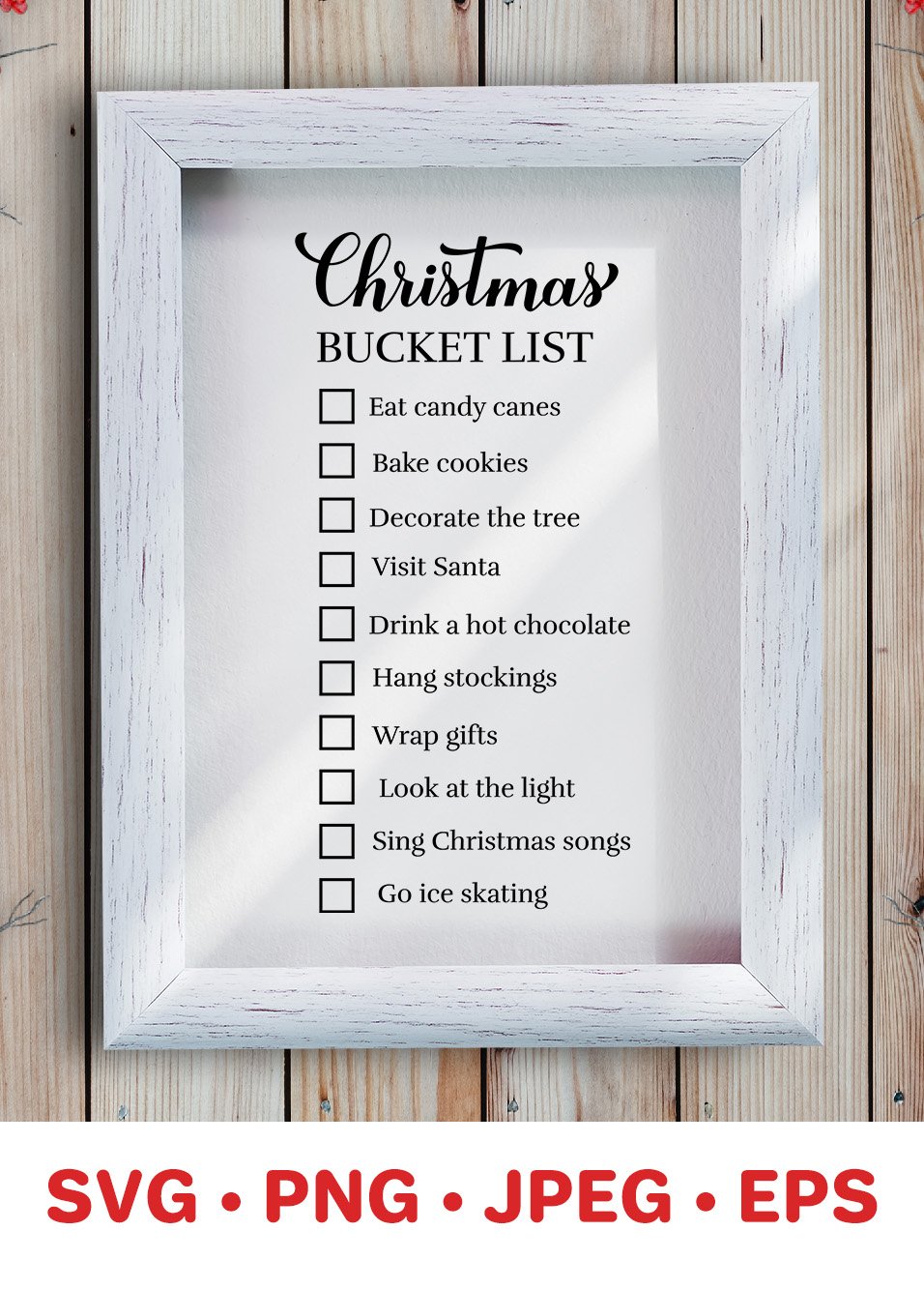 Christmas bucket list SVG. Christmas sign. Holidays planner