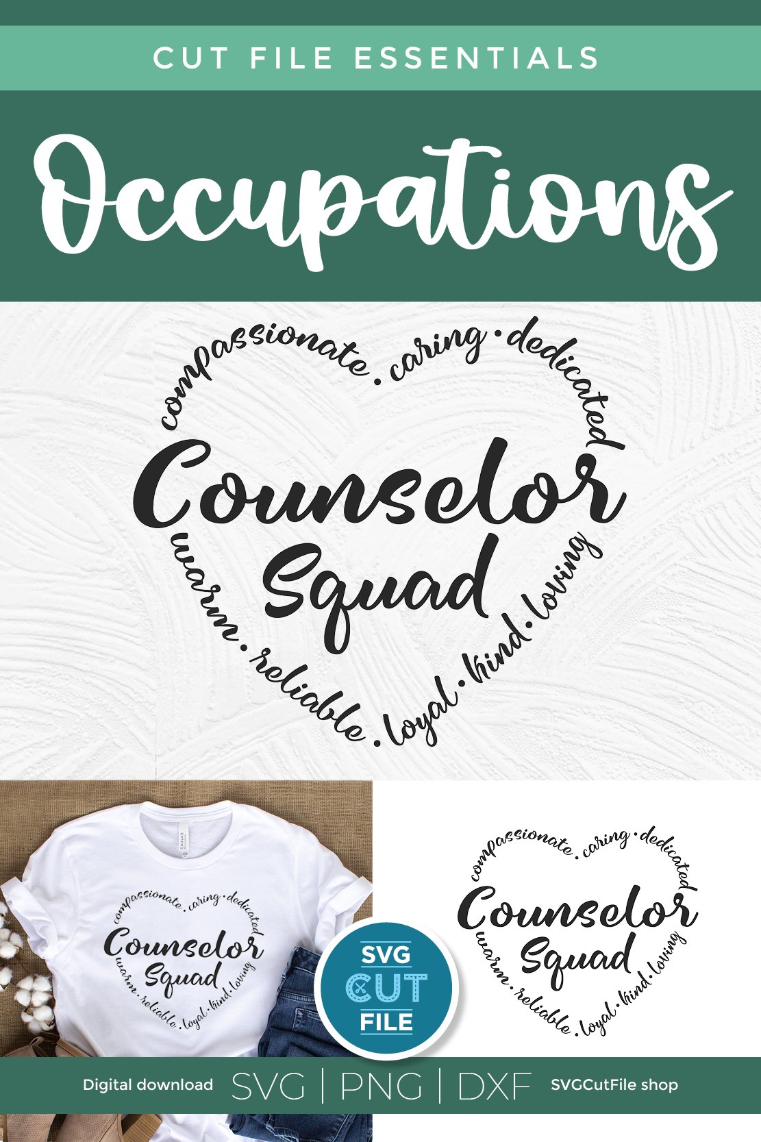 Counselor squad svg - a heart SVG for Cricut and Silhouette