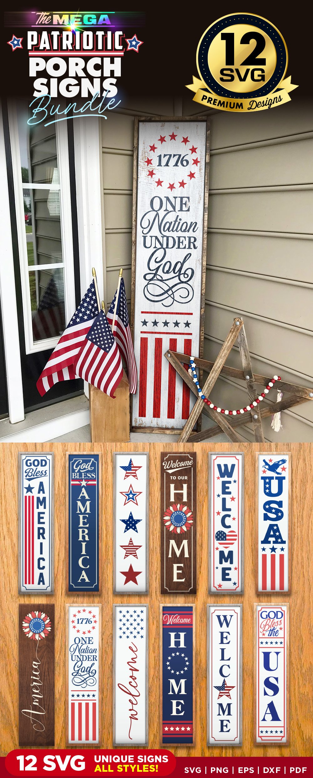 Patriotic Porch Signs Bundle