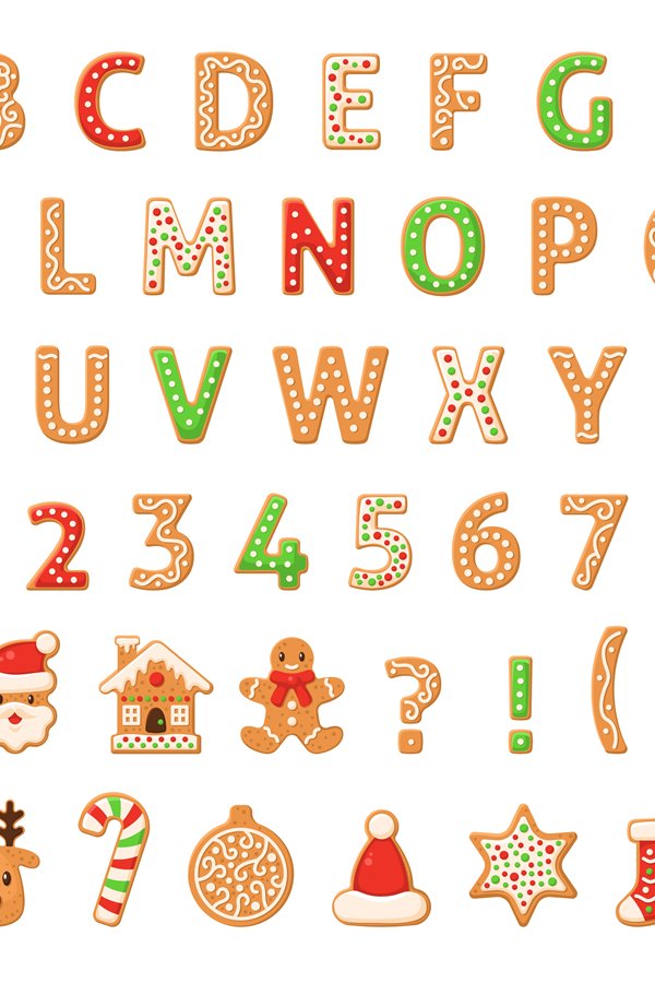 Gingerbread alphabet. Merry christmas and happy (1106412)