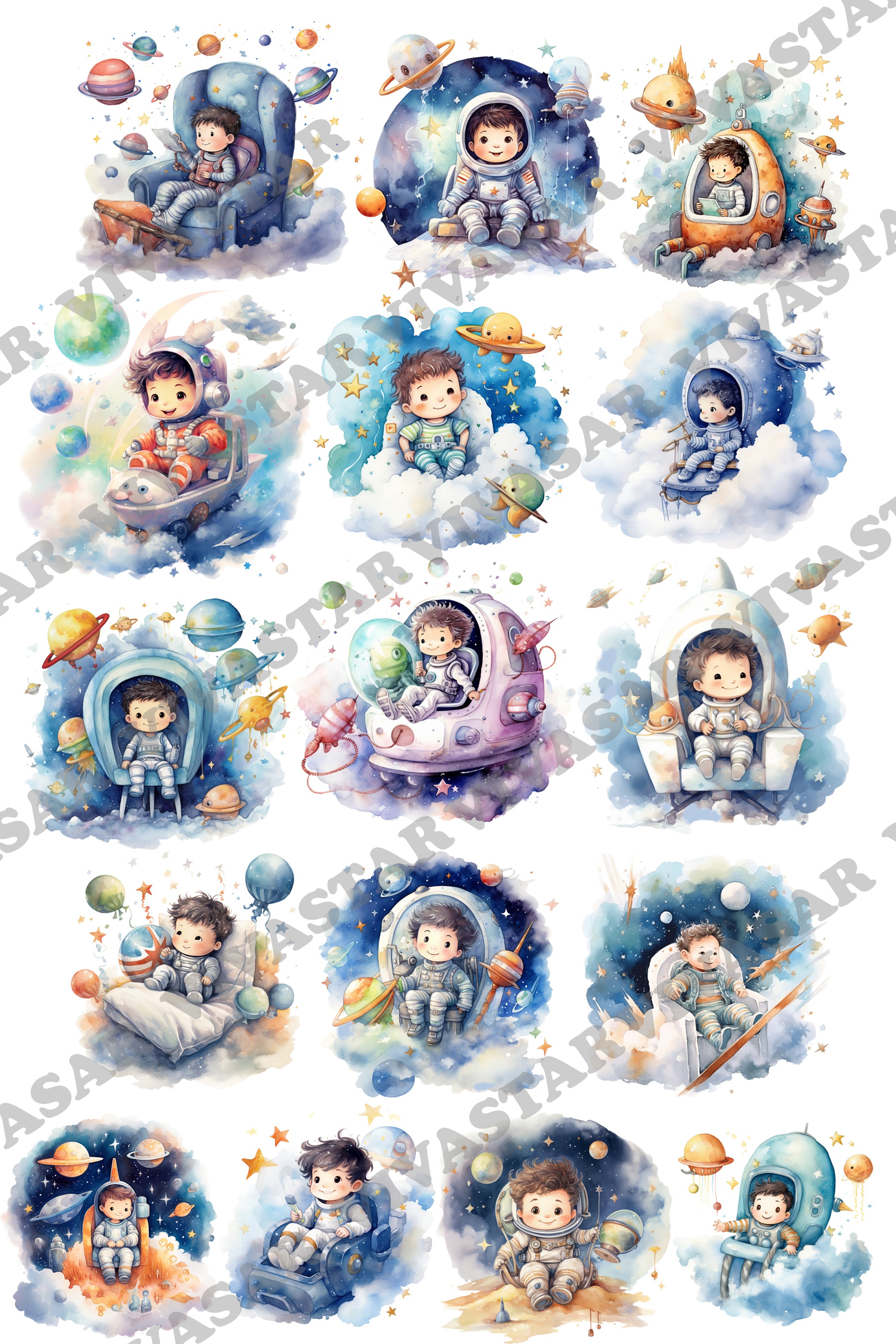 Cute Little Astronaut Clipart Space clipart Planets Clipart