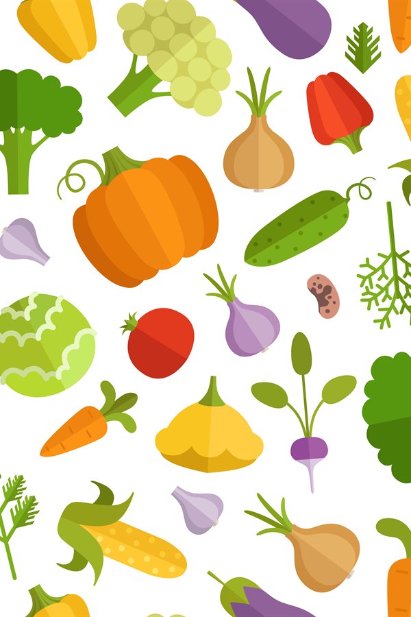 Vegetables cartoon illustration. Vector seamless pattern