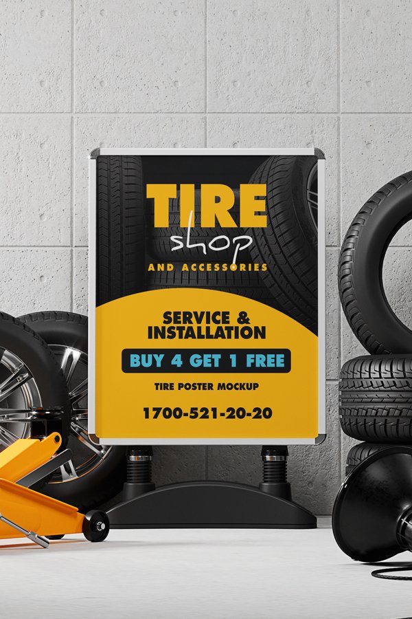 Tire Shop Poster Mockup
