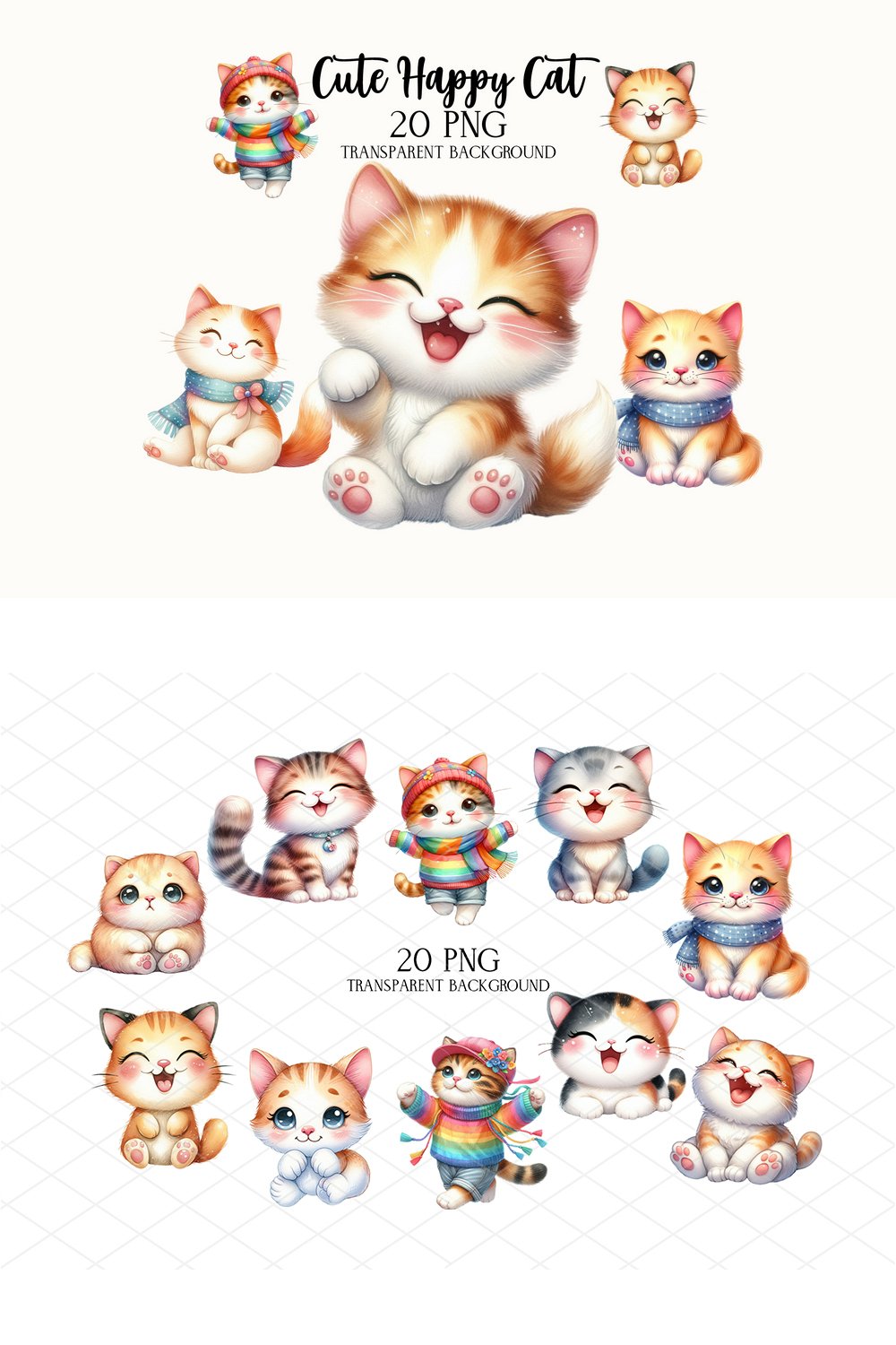 Little Cute Happy Cat Clipart