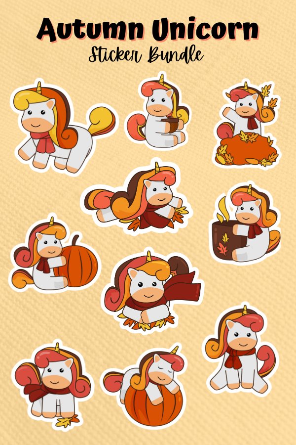 Autumn Unicorn Sticker Bundle| Fall Sticker Bundle