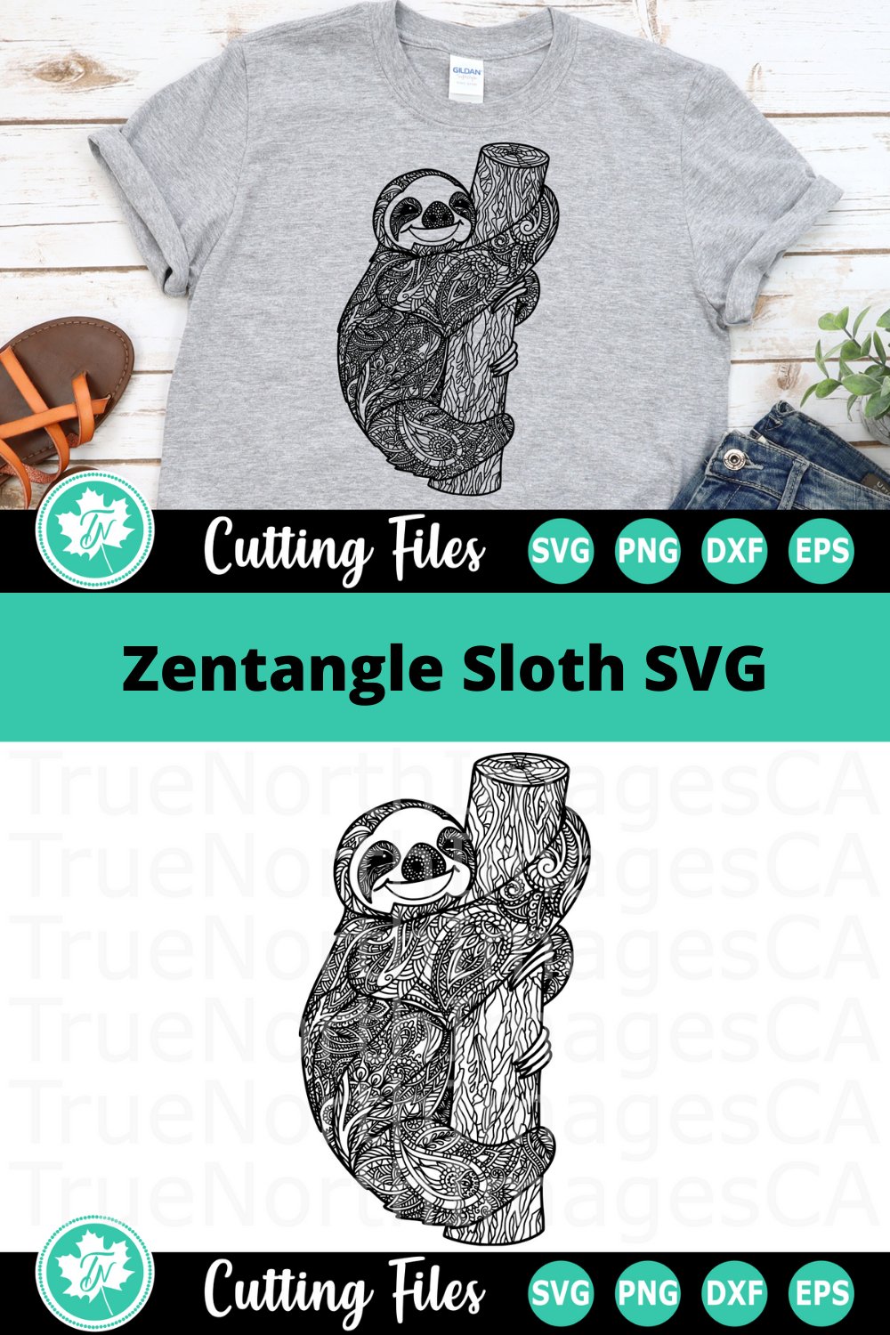 Zentangle Sloth - A Christmas SVG Cut File