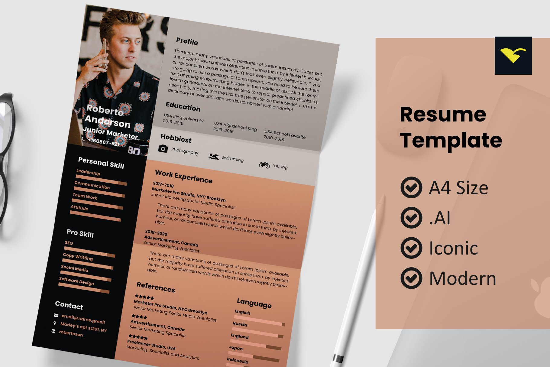 Modern resume design template (1132595)